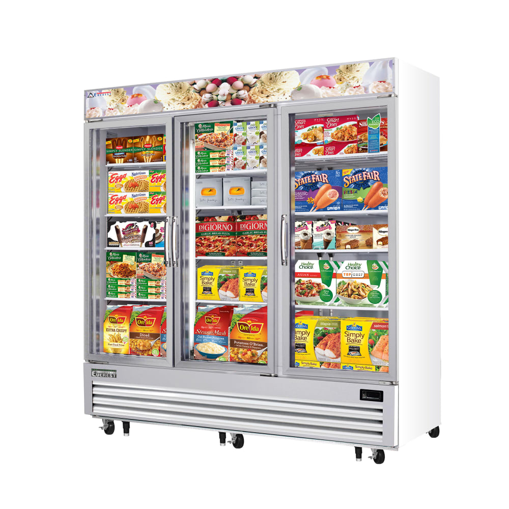 Everest Refrigeration EMGF69 74 3/4" Three Section Display Freezer w ...