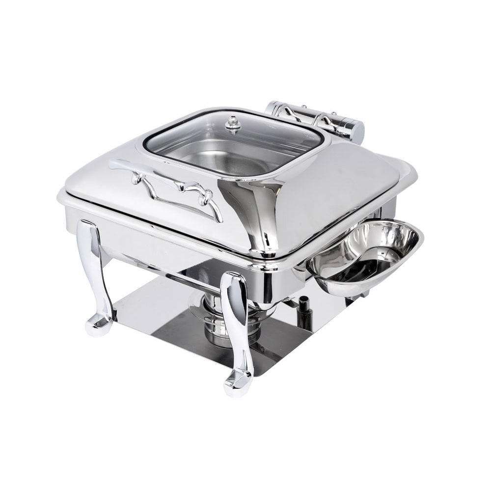 Eastern Tabletop 3934GS 6 qt Square Induction Chafer w/ Hinged Glass ...