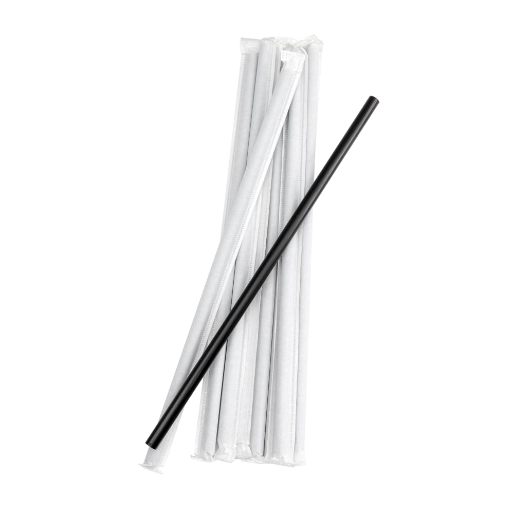 D&W Fine Pack 10 1/4" Wrapped Giant Straws - Polypropylene, Black ...