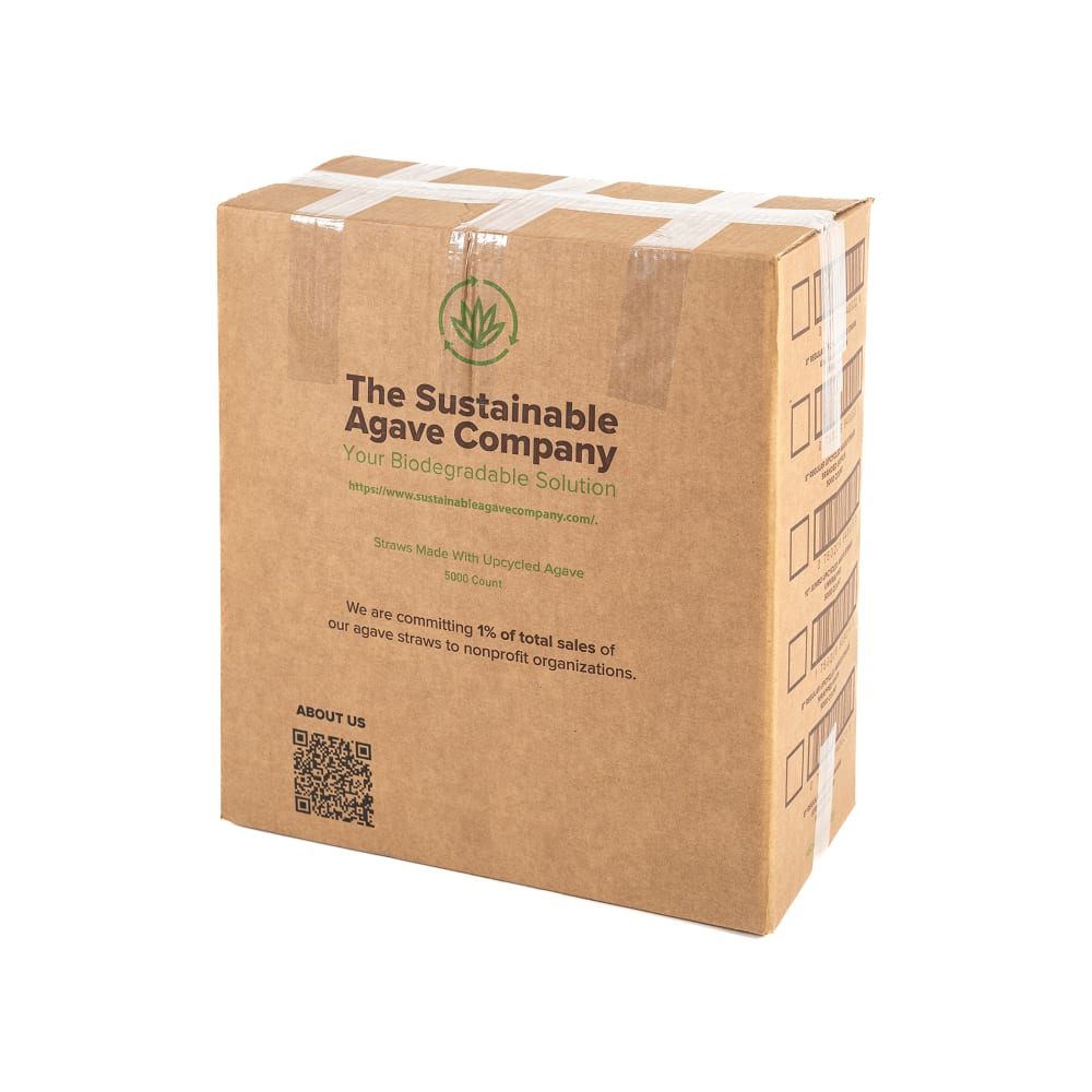 Sustainable Agave 8" Wrapped Straws - Upcycled Agave, Black (ASE216BPPB)