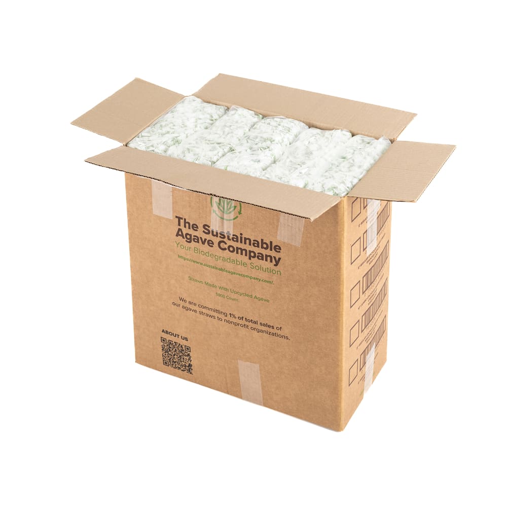 Sustainable Agave 8" Wrapped Straws - Upcycled Agave, Black (ASE216BPPB)