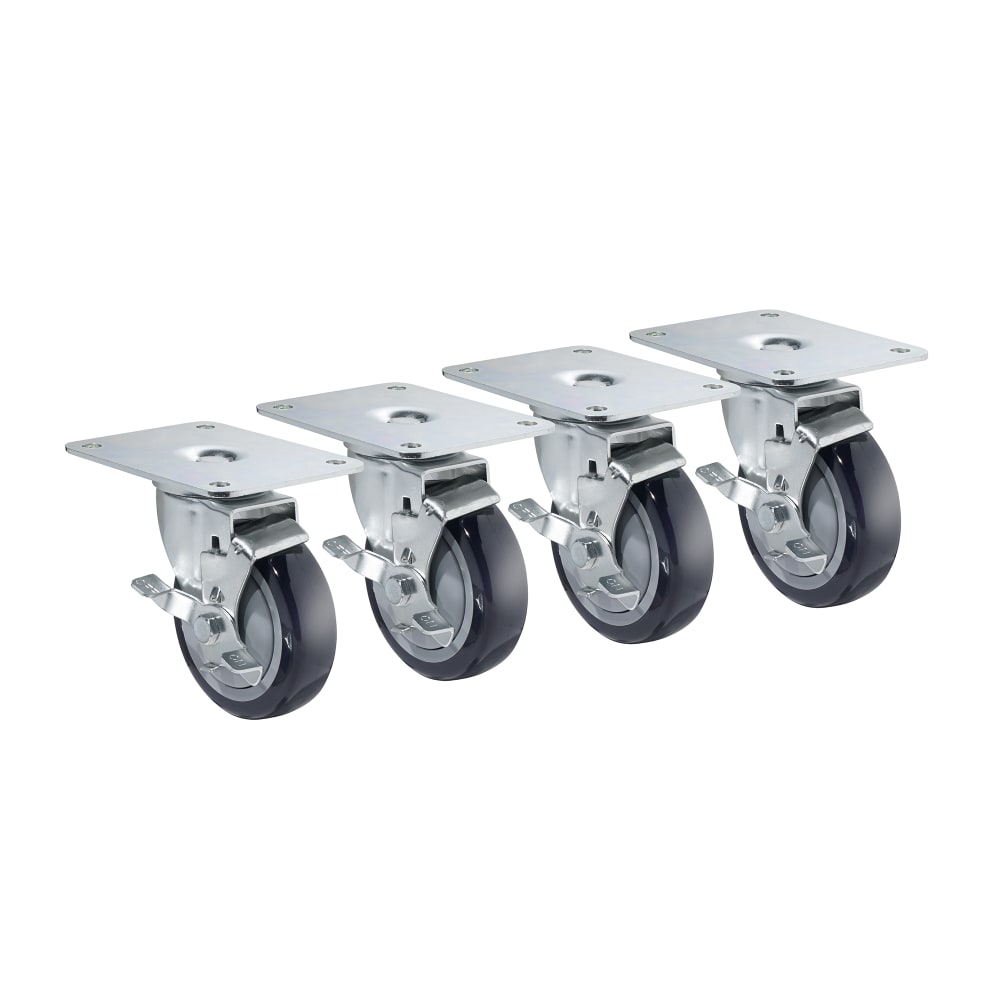 Krowne 28-171S 4 Piece Refrigerator Plate Caster Set w/ 4" Wheels, 4" x 5"