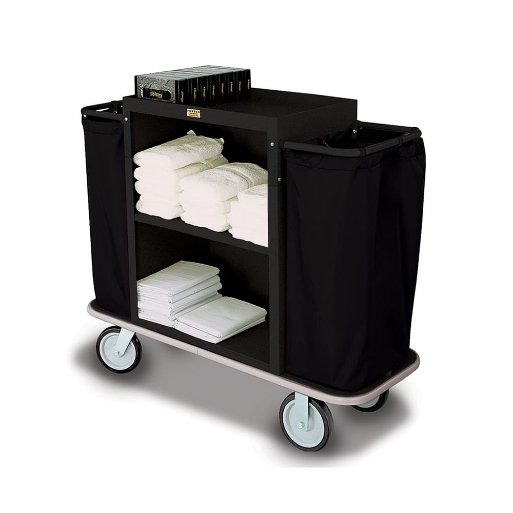 Forbes Industries Housekeeping Cart w/ (2) Shelves & (2) Bags - 30"L x ...