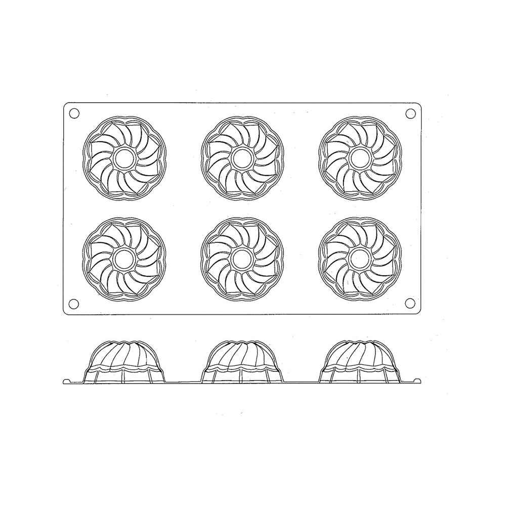 Matfer Bourgeat 257931 Gastroflex® Mini Half Kugelhopf Mold w/ 6 ...