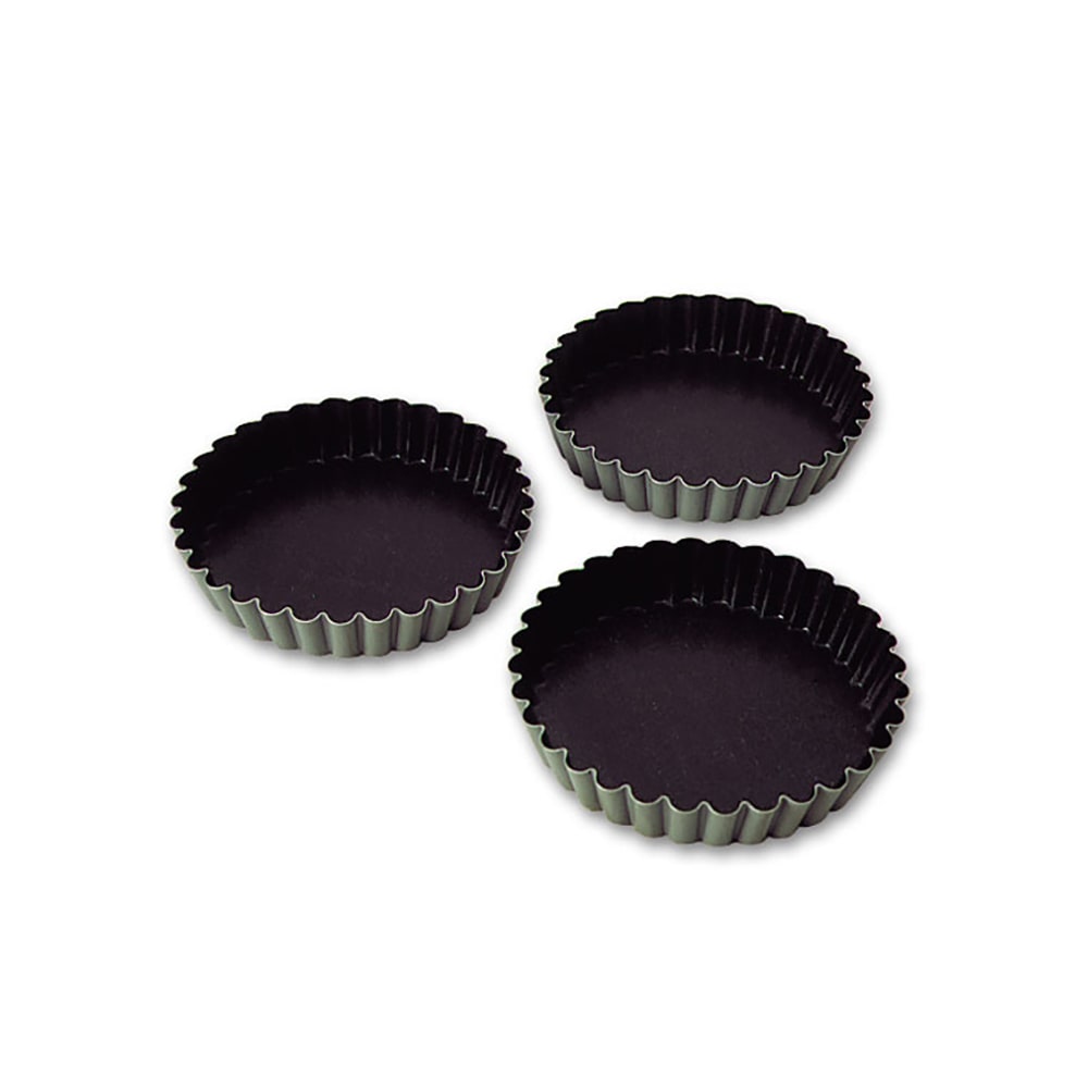 Matfer Bourgeat 331612 Exopan® 3 3/4" Round Fluted Tartlet Mold w/ Removable Bottom - Non-Stick ...