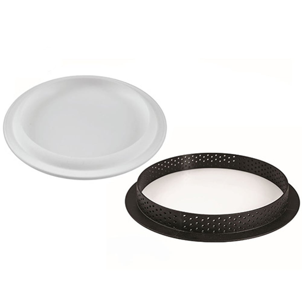 Silikomart 2 Piece Tart Ring Mold Kit - Silicone, White (KITTARTRING19)