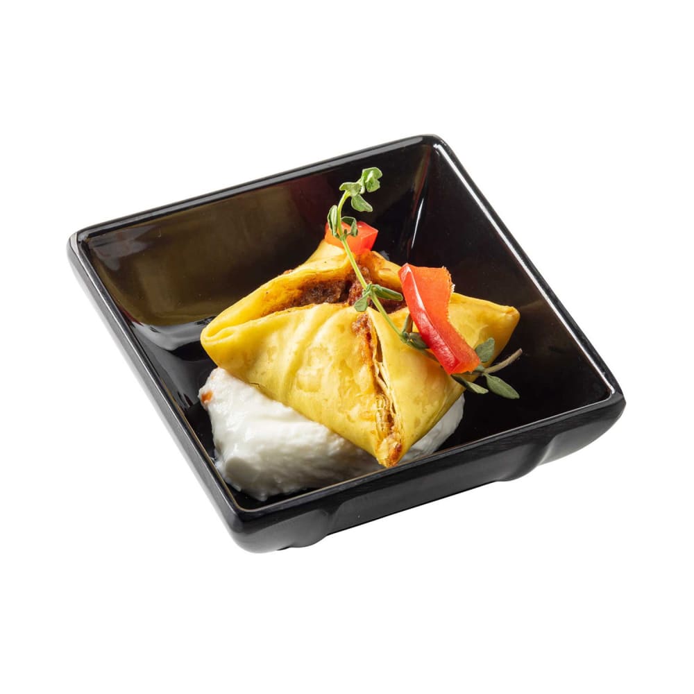 Tablecraft 10316BK 2 1/2 oz Square Melamine Mini Bowl, Black