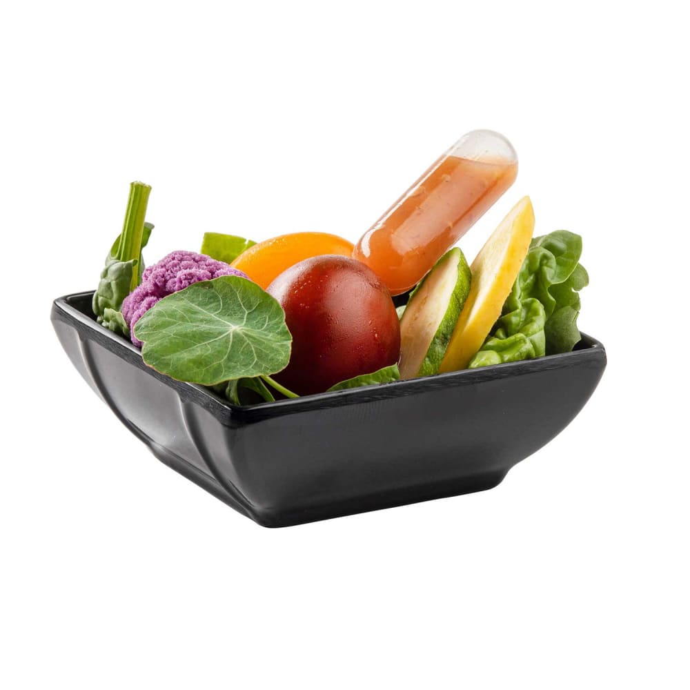 Tablecraft 10316BK 2 1/2 oz Square Melamine Mini Bowl, Black