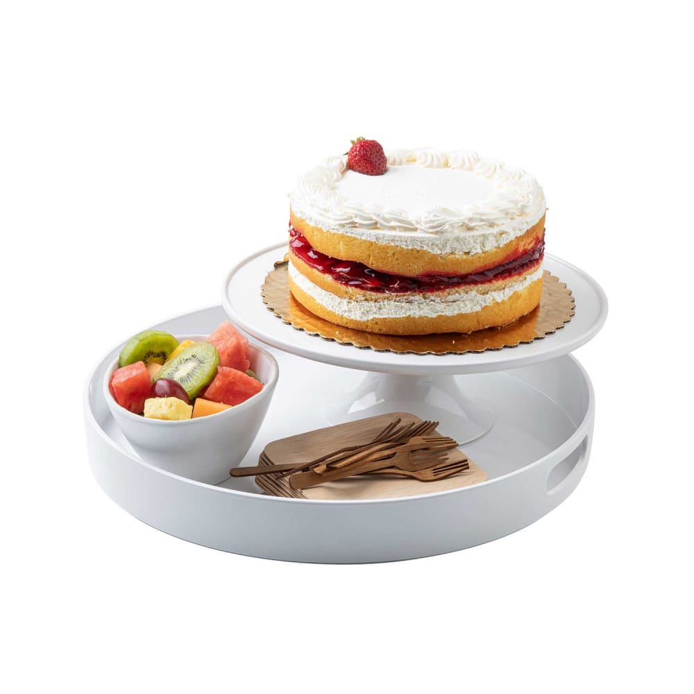 Tablecraft 11489 11 1/2" Round Cake Stand - 4"H, Melamine, White