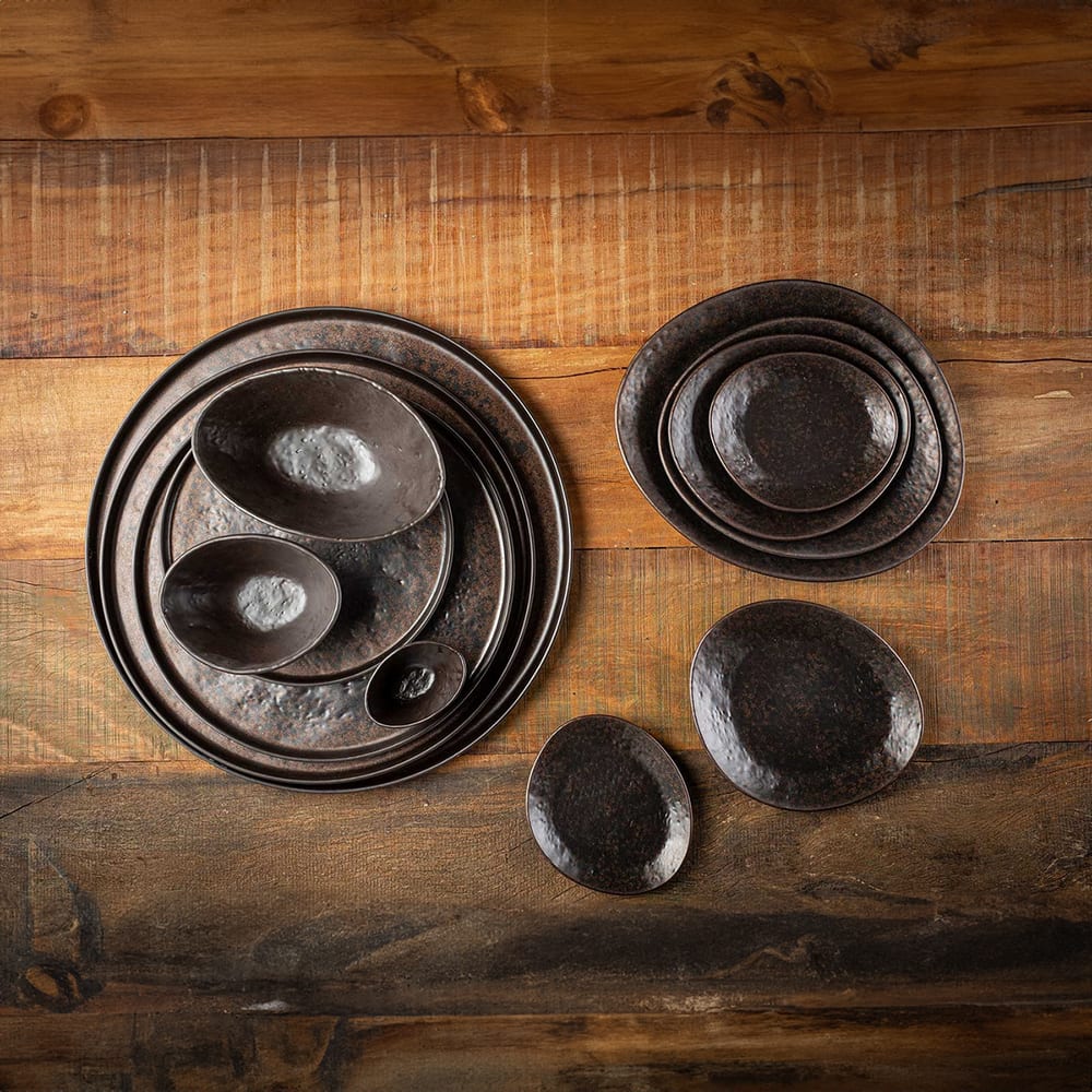 Tablecraft 11518 Oval Melamine Serving Plate, 9" x 7 3/4", Brown