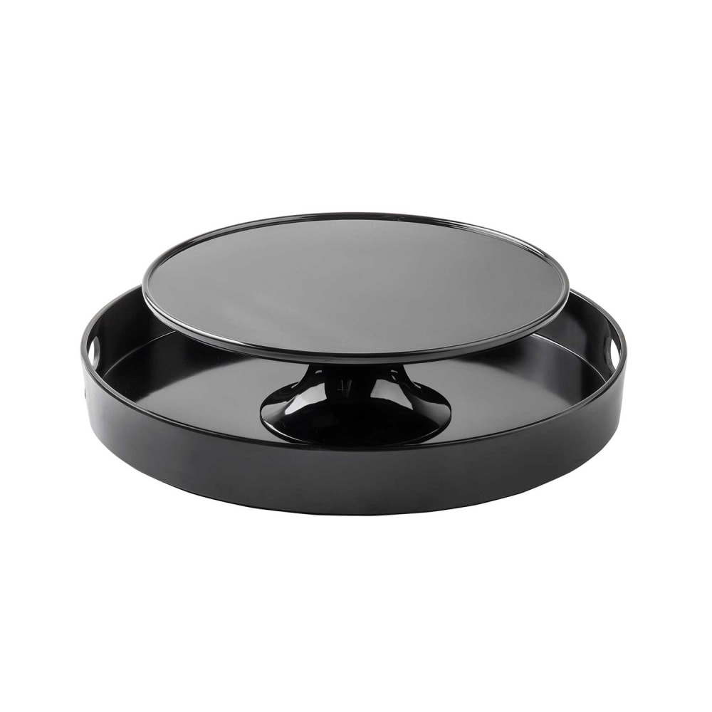 Tablecraft 11492 15" Round Serving Tray - Melamine, Black