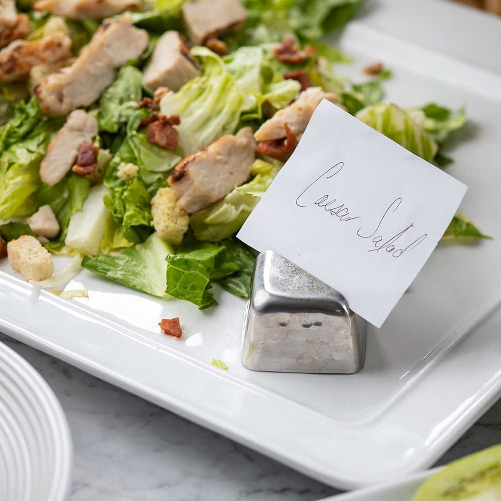 Tablecraft 11575 2" Tabletop Menu Card Holder - Stainless Steel