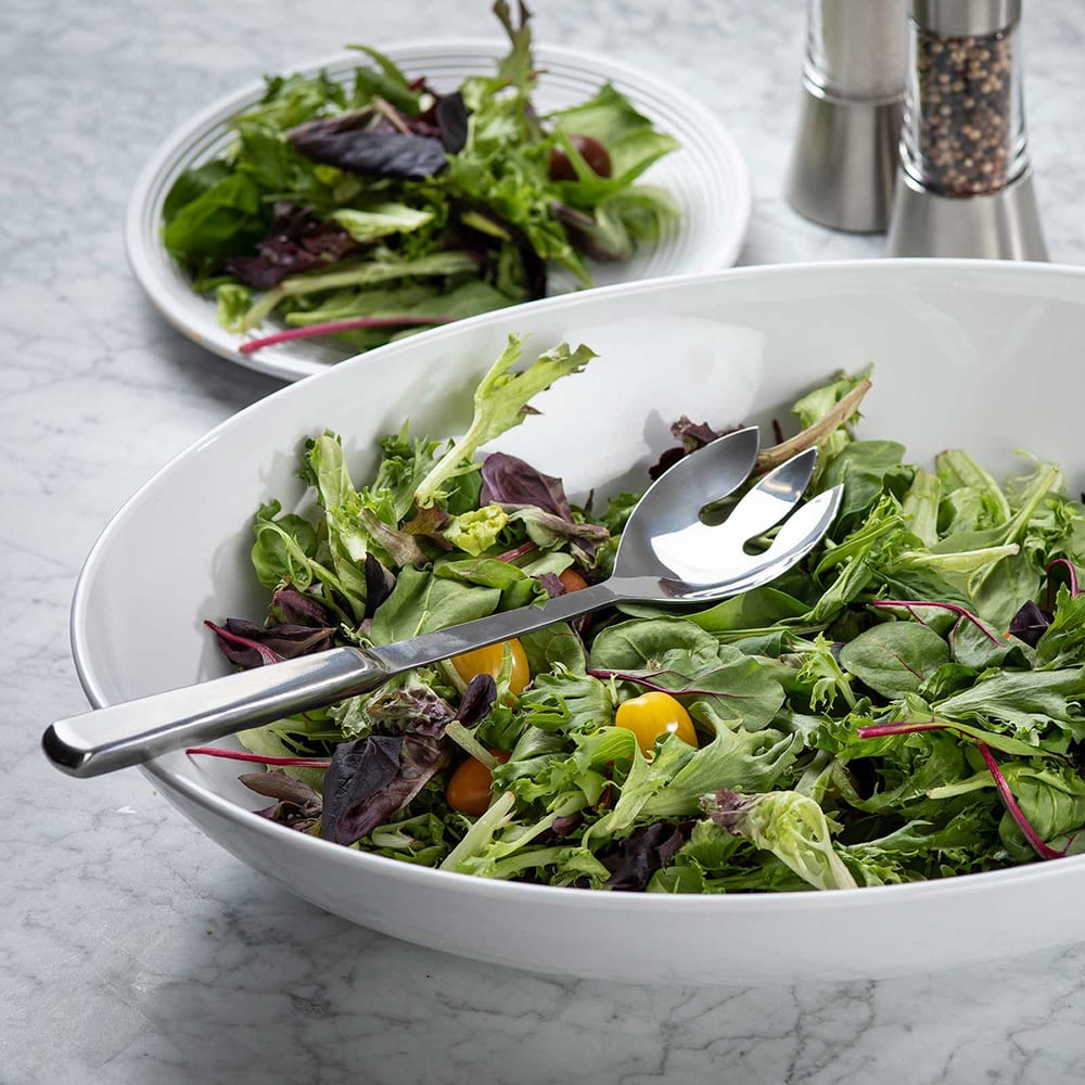 Tablecraft 11628 11 3/4" Notched Stainless Serving Spoon w/ Hollow Handle