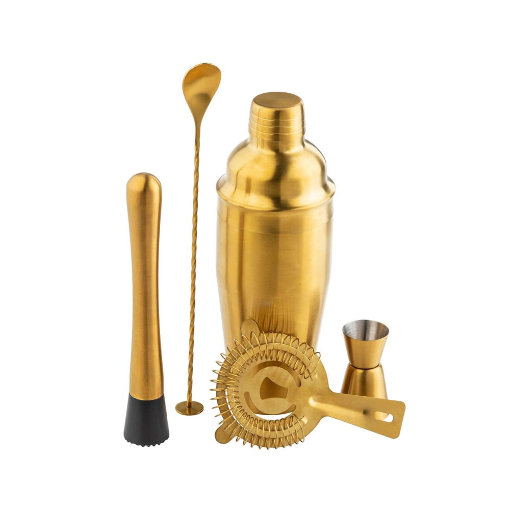 Tablecraft 11813 24 oz Stainless Bar Cocktail Shaker Set, Gold