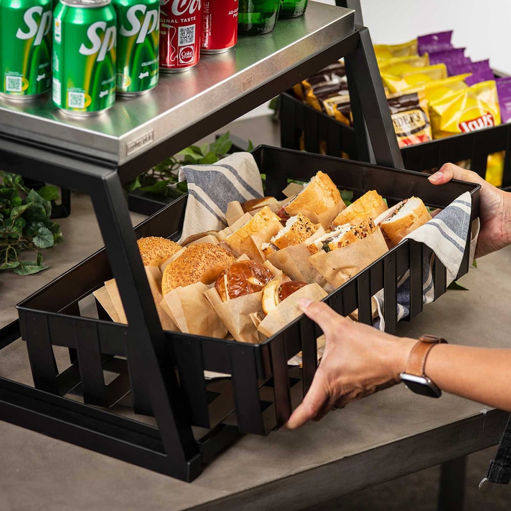 Tablecraft 11696 Rectangular Basket - 20 3/4" x 12 3/4", Steel, Black