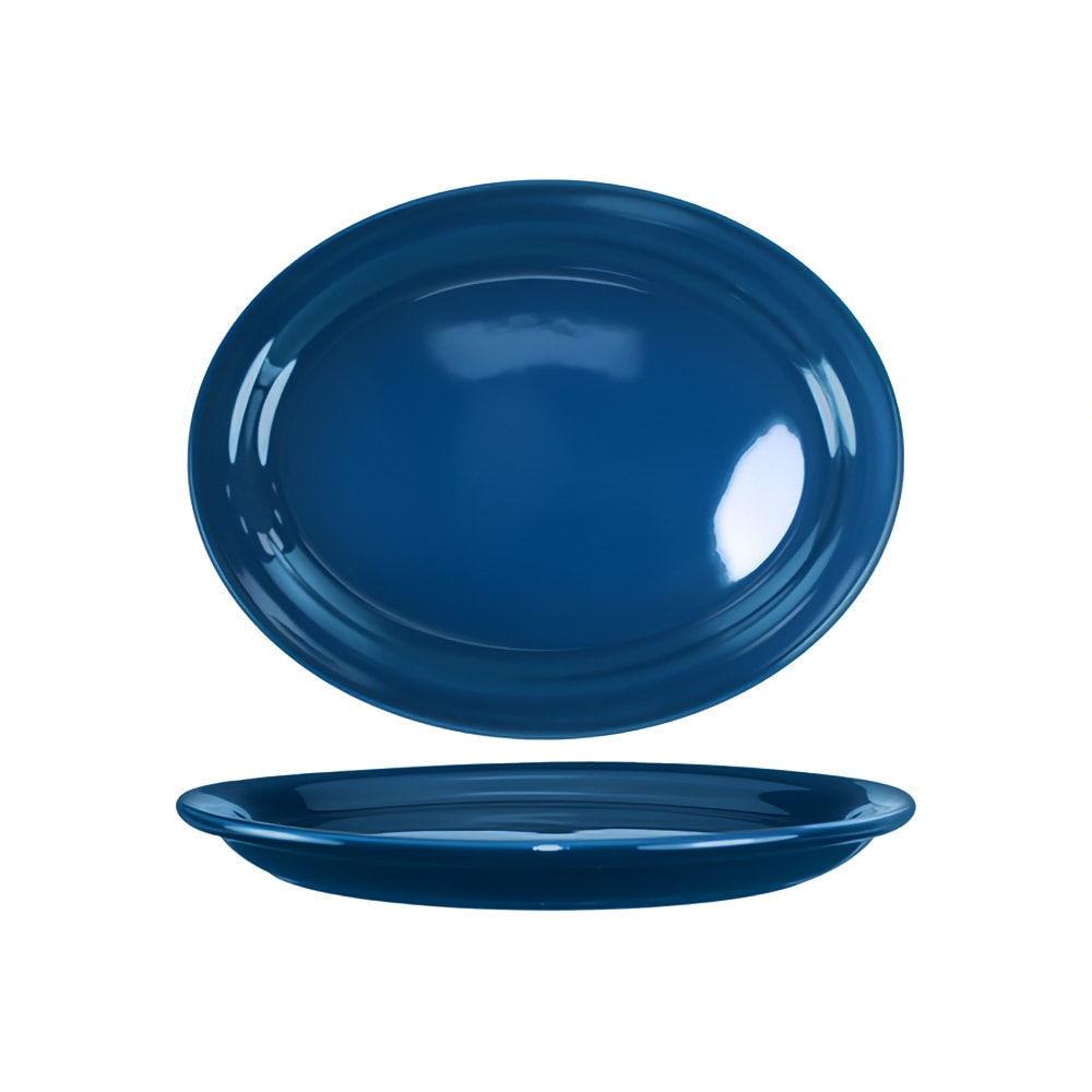 ITI 9 3/4" x 7 1/2" Oval Cancun™ Platter - Ceramic, Light Blue (CAN-12-LB)