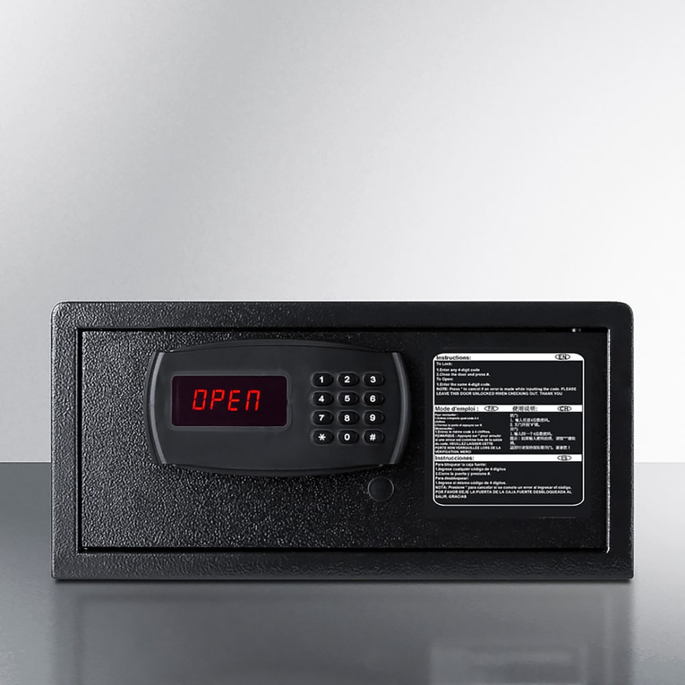 Summit HSF10B 1.03 cu ft Hotel Safe w/ Keypad Lock - Steel, Black