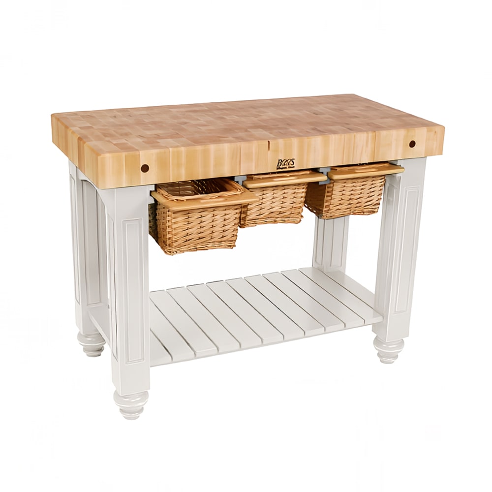 John Boos CU-GB4824 4" Maple Top Butcher Block Work Table w/ Undershelf ...