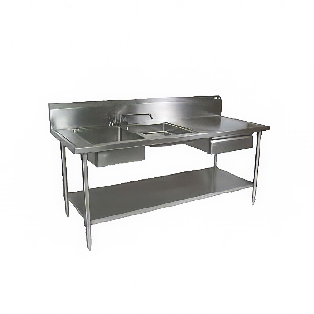 John Boos EPT6R10-DL2B-72L 72" Prep Table w/ (1) 16x20x8" & (1) 16x ...