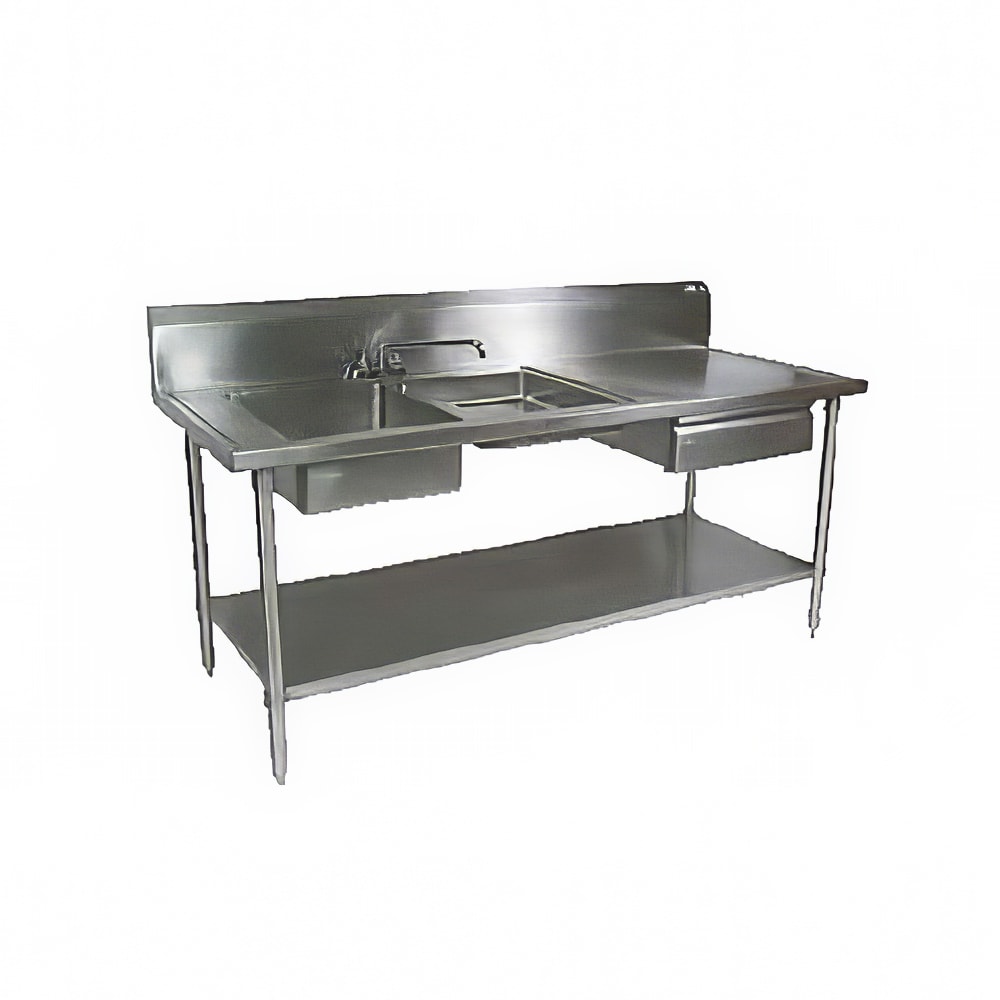 John Boos EPT6R10-DL2B-96L 96" Prep Table w/ (1) 16x20x8" & (1) 16x ...