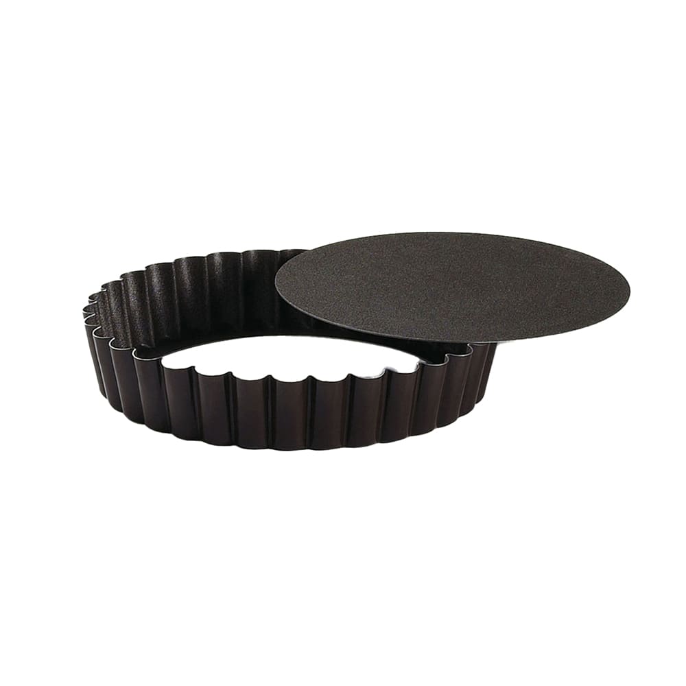 Louis Tellier 4 1/5" Round Fluted Tartlet Mold w/ Removable Bottom - Non Stick Steel (293472)