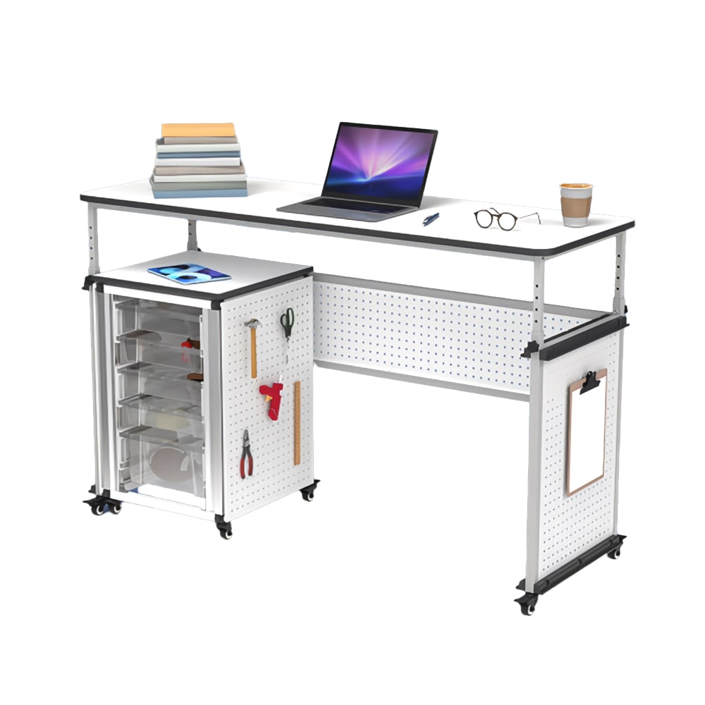 Luxor Modular Teacher Desk - 60.25” W x 21” D x 32” to 38” H, Steel ...
