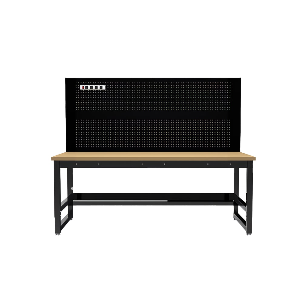 Luxor Industrial Workbench - 70.75” W x 31” D x 55” H, Steel, Black ...