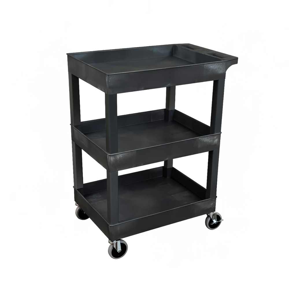 Luxor 3 Level Plastic Utility Tub Cart w/ 500 lb Capacity, Raised ...