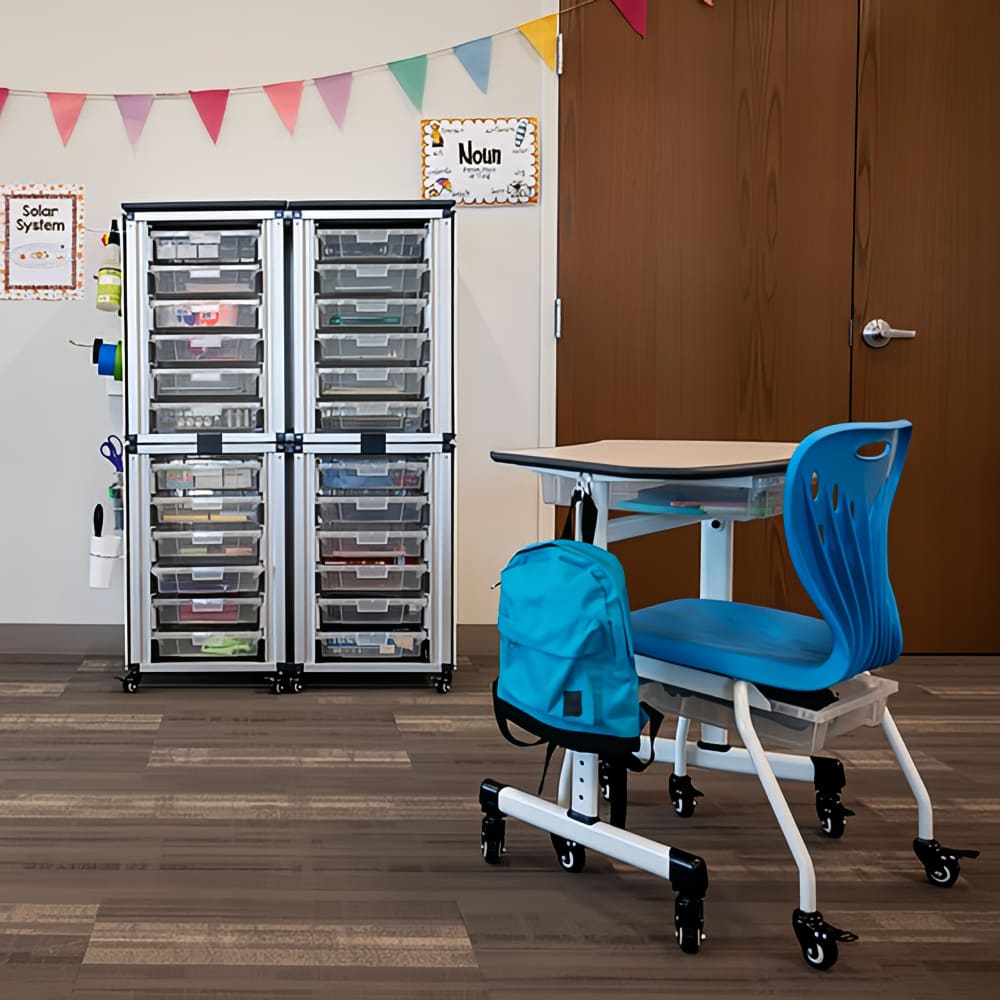 Luxor 28 3/4" 4 Stacked Modular Classroom Storage Cabinets w/ (24 ...