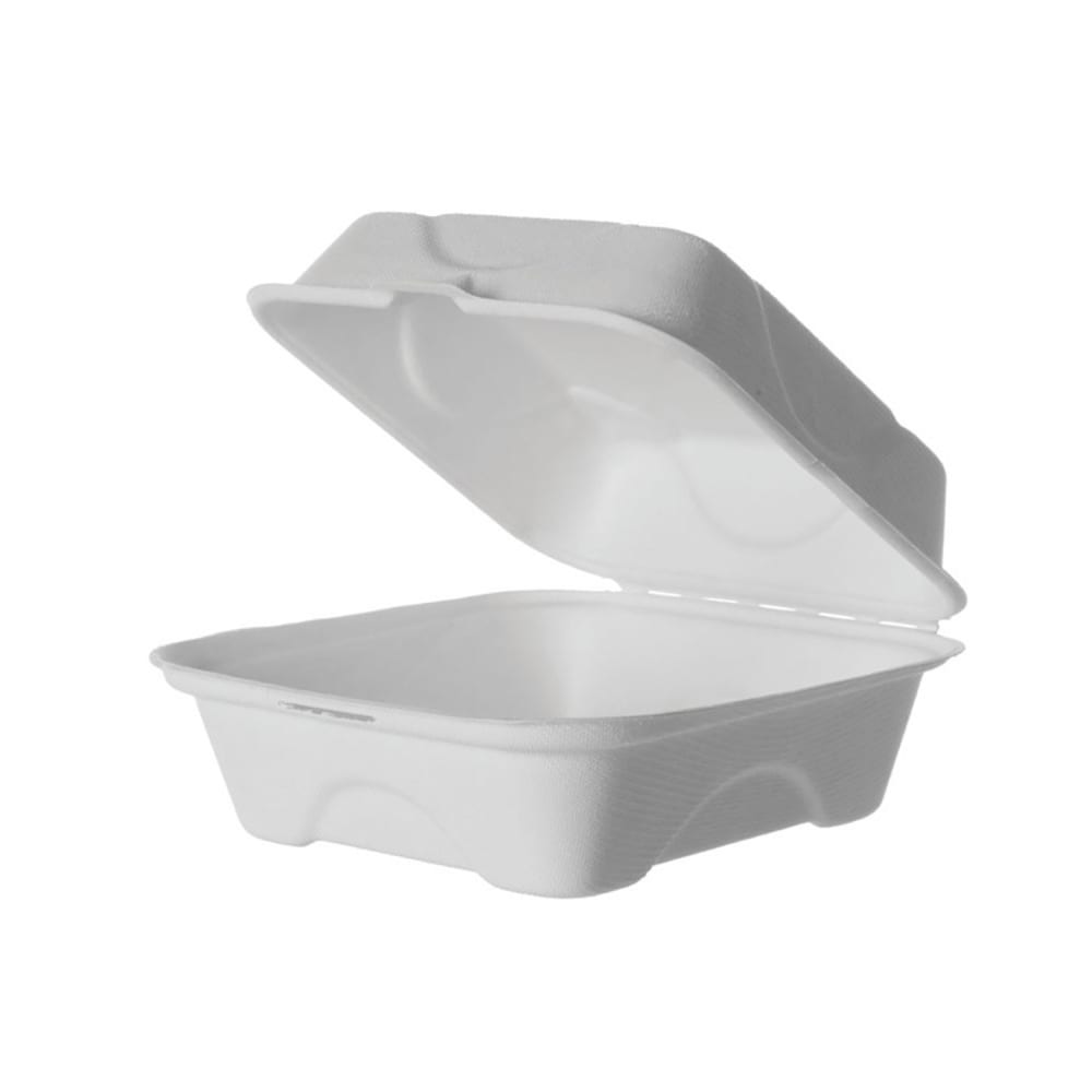 Eco Products Vanguard® Hinged Lid Food Container - 6" x 6" x 3", Molded ...
