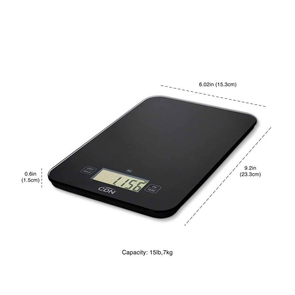 CDN 15 lb Digital Portion Control Scale - 6" x 9 3/16", Black (SD1502-BK)