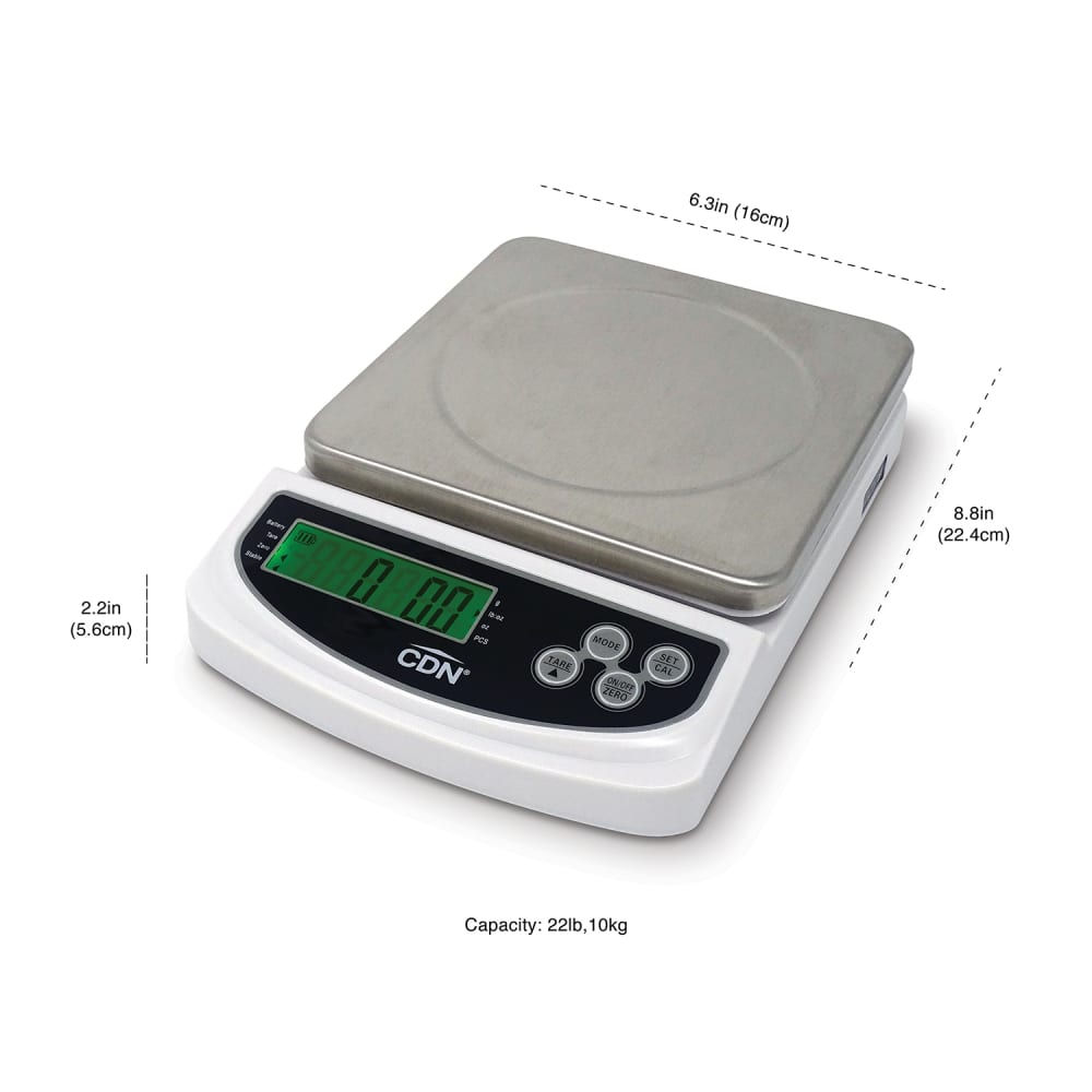 CDN 22 lb Digital Portion Control Scale w/ Removable Platform - 5 9/10 ...