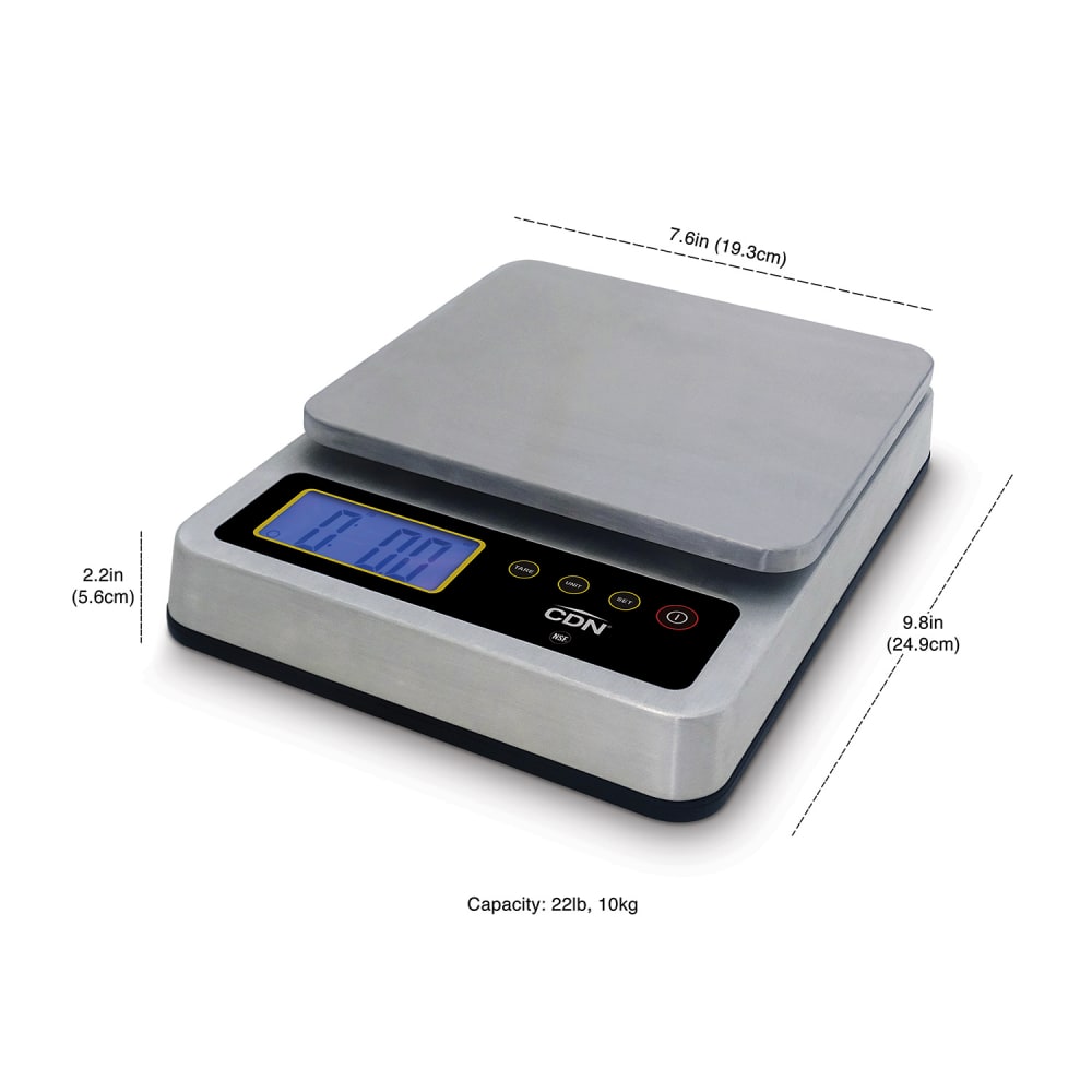 CDN 22 lb Digital Scale w/ Removable Platform - 7 1/4" x 6 3/4", Silver ...