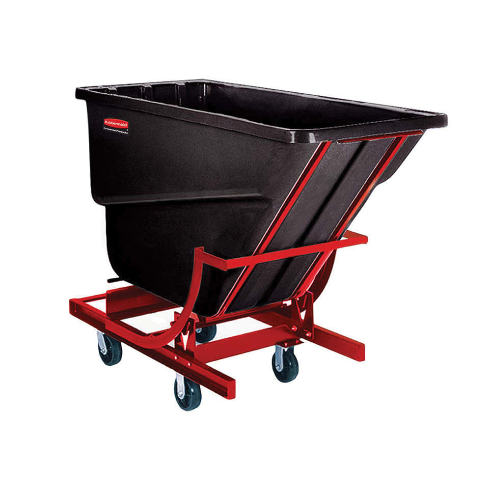 Rubbermaid FG105443 BLA 1/2 cu yd Trash Cart w/ 750 lb Capacity, Black