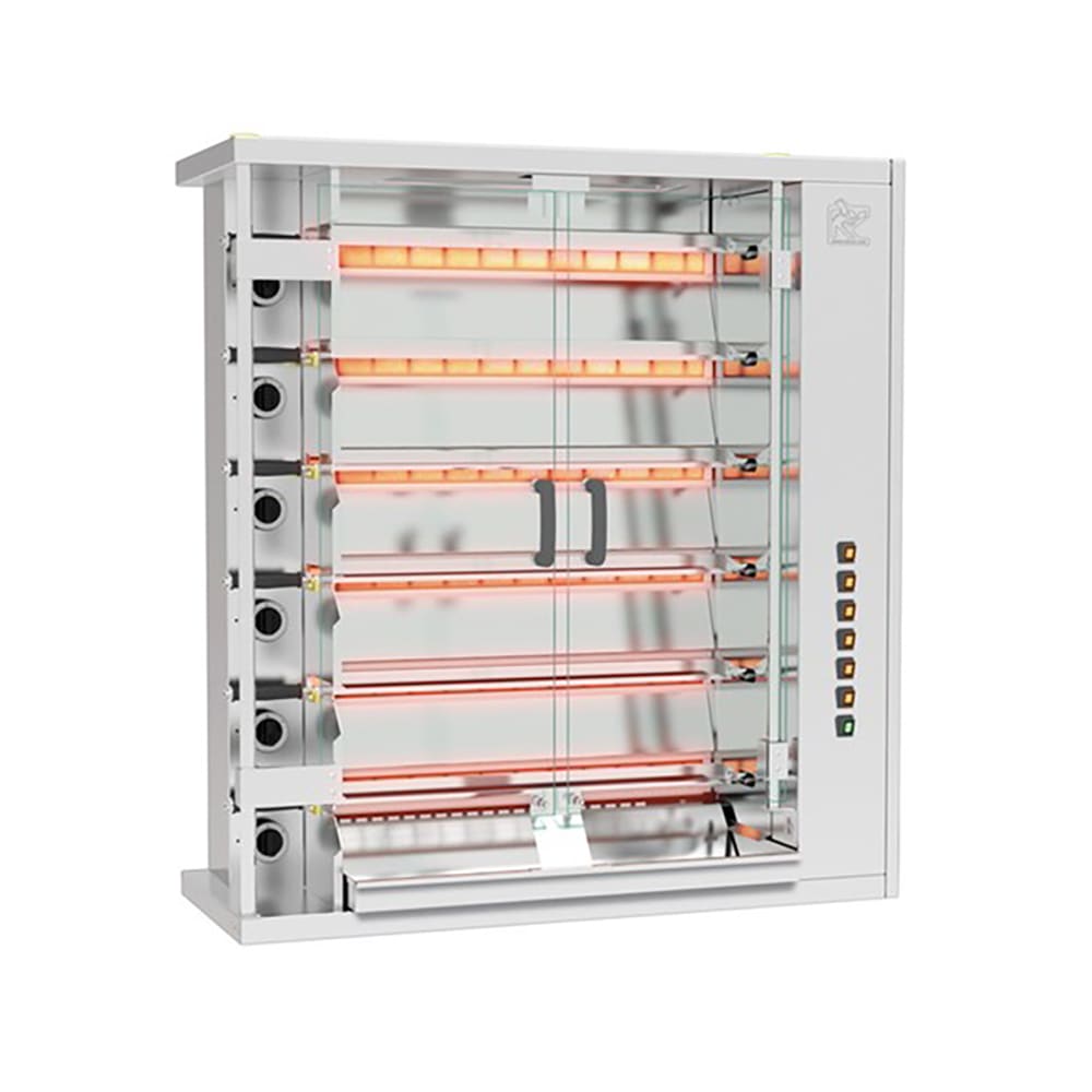 Rotisol USA FF1175-6G-SS Gas 6 Spit Commercial Rotisserie w/ 30 Bird ...