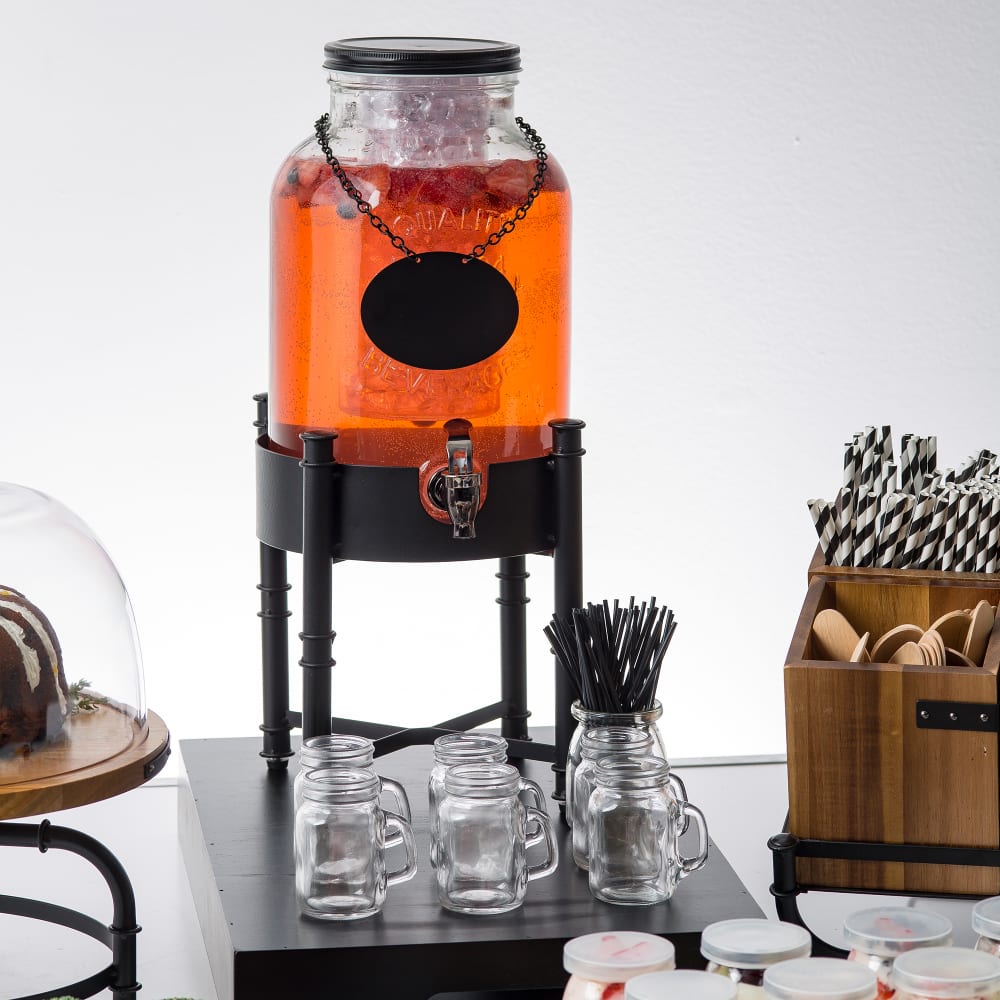 Tablecraft 10090 Industrial Collection™ 2 Gallon Round Glass Beverage ...