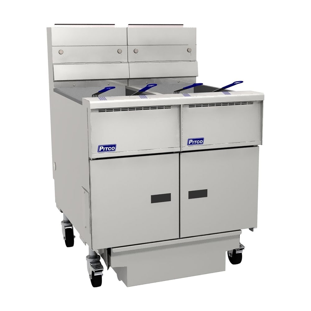 Pitco SG14-2FD LP Gas Fryer - (2) 50 lb Vats, Floor Model, Liquid Propane