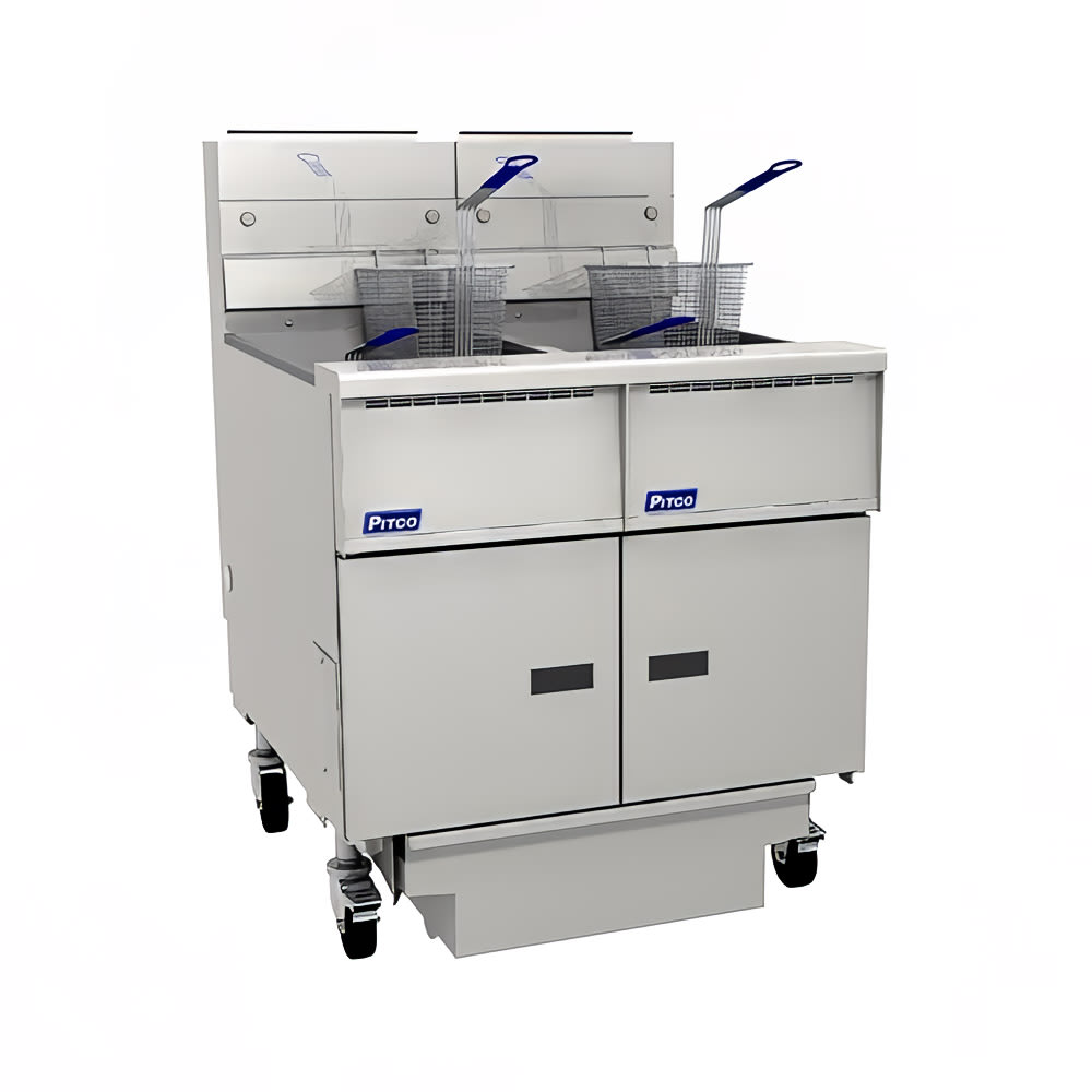 Pitco SG18-2FD NG Gas Fryer - (2) 90 lb Vats, Floor Model, Natural Gas