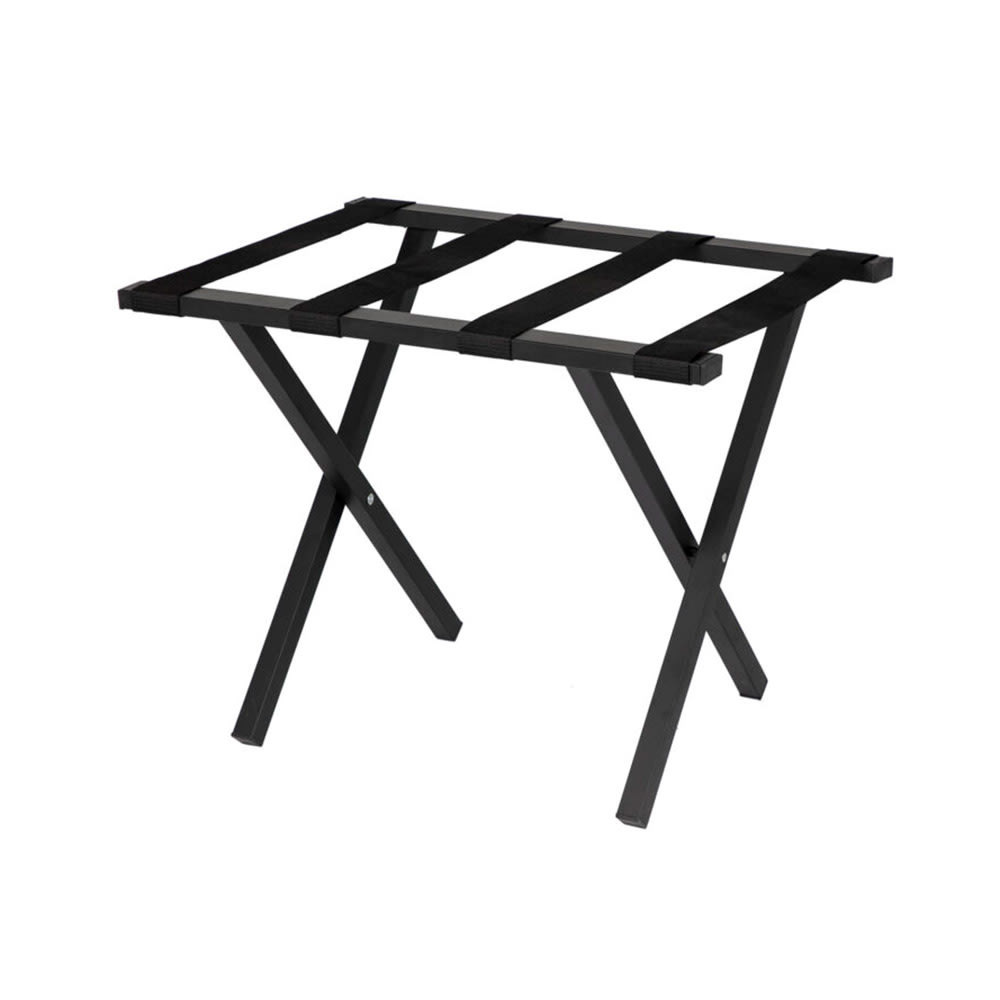 Hospitality 1 Source Folding Luggage Rack w/ 2 1/4" Black Straps - 22"W ...