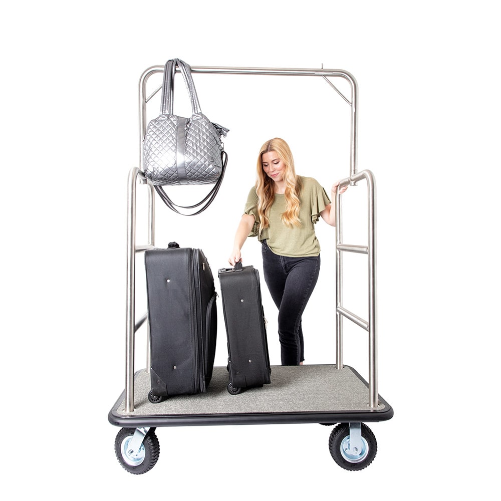 Hospitality 1 Source Luggage Cart w/ Carpeted Deck - 48"L x 27"W x 71"H ...