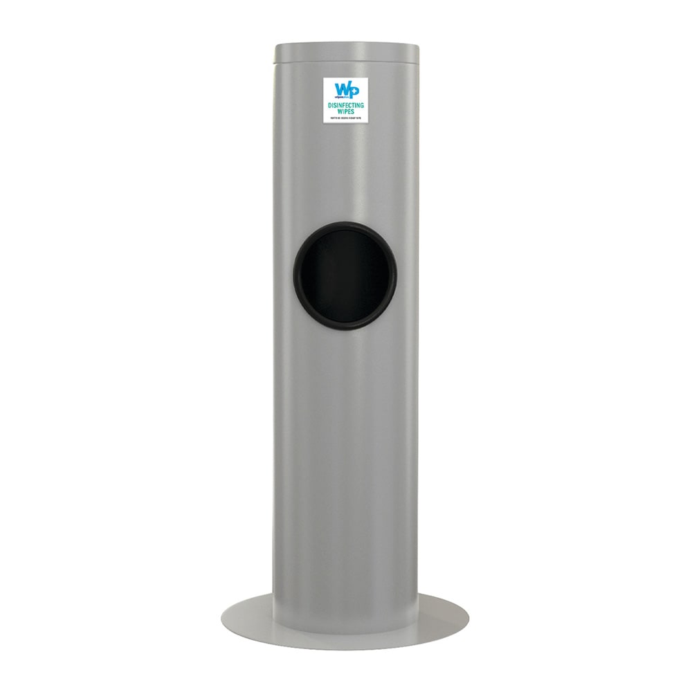WipesPlus 38027 Wipe Dispensing Stand w/ Waste Bin - 13 1/2" x 35", Silver