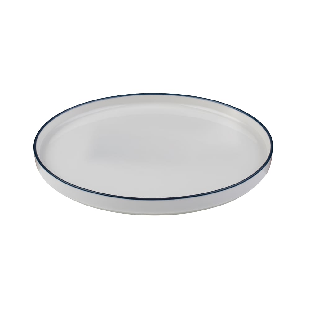 Mikasa Hospitality 11" Round Modest Flat Plate - Fine China, White/Navy ...