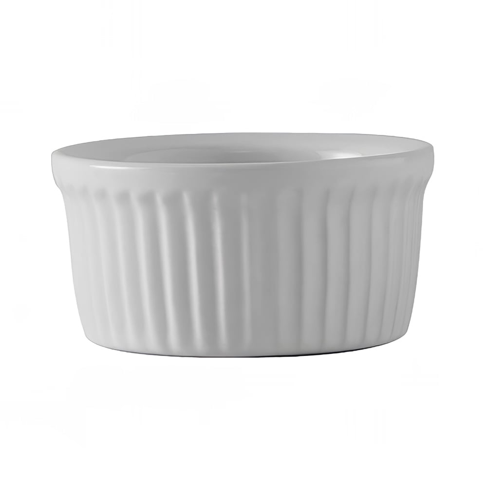Tuxton BWX-0352 3 1/2 oz Fluted Ramekin - Ceramic, White