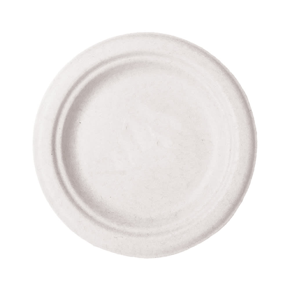 Vegware 6" Round Disposable Plate - Molded Fiber, White (WH-06)