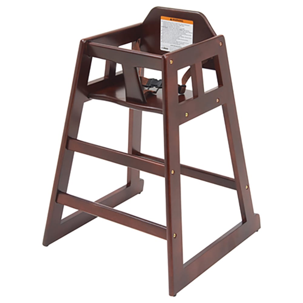 Winco CHH-103 29 3/4" Stackable Wood High Chair w/ Waist Strap, Mahogany