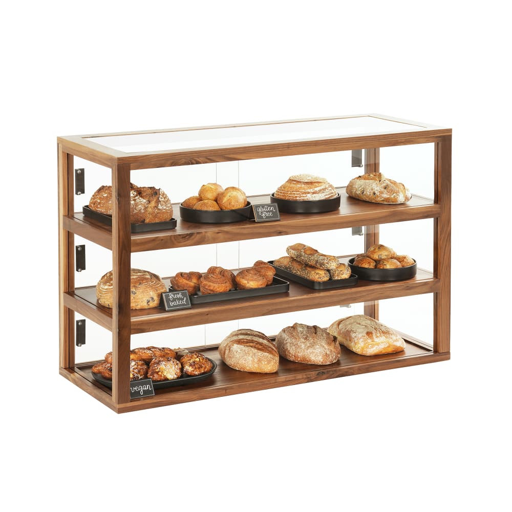Cal-Mil 22913-78 3 Tier Pastry Display Case - 42"W x 17"D x 28"H, Walnut