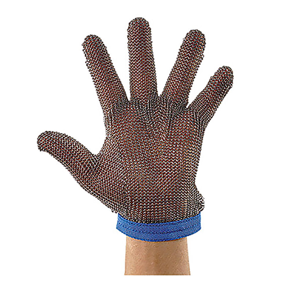 Winco PMG-1L Large Cut Resistant Glove - Stainless Steel w/ Blue Band ...