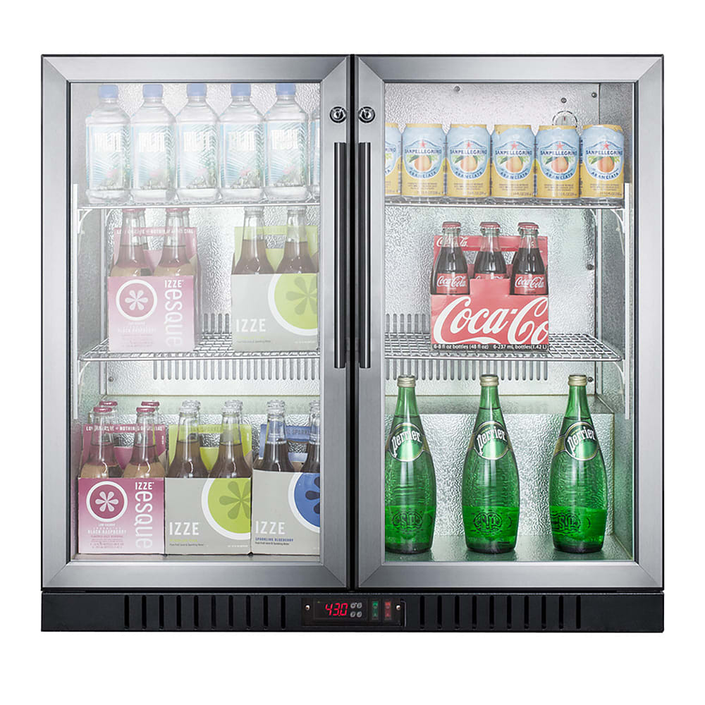 Summit SCR7012DB 35 1/2" Bar Refrigerator - 2 Swinging Glass Doors ...
