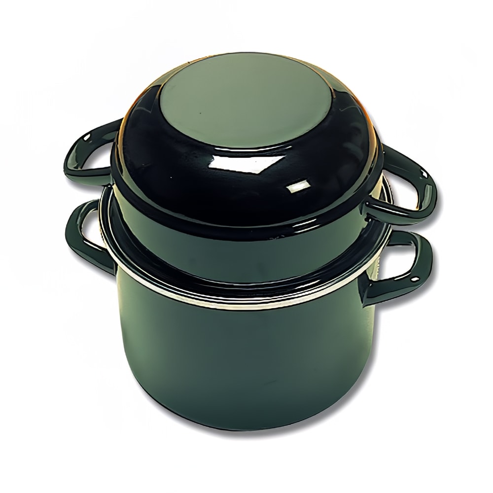 Matfer Bourgeat 070973 2 1/2 qt Enameled Steel Mussel Pot w/ Lid
