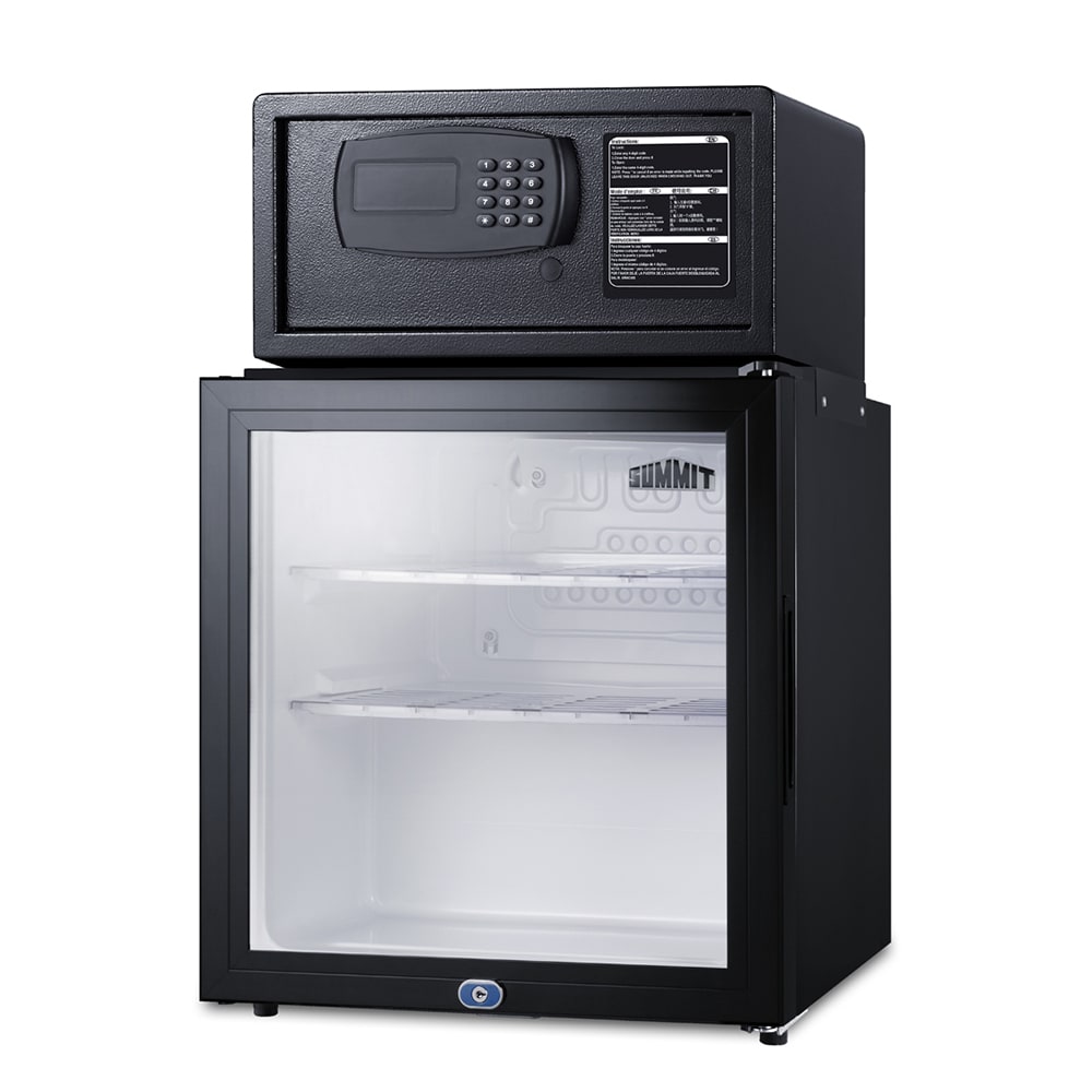 Summit MBSAFEG 1.6 cu ft Minibar Refrigerator & Safe w/ Glass Door - Black, 115v
